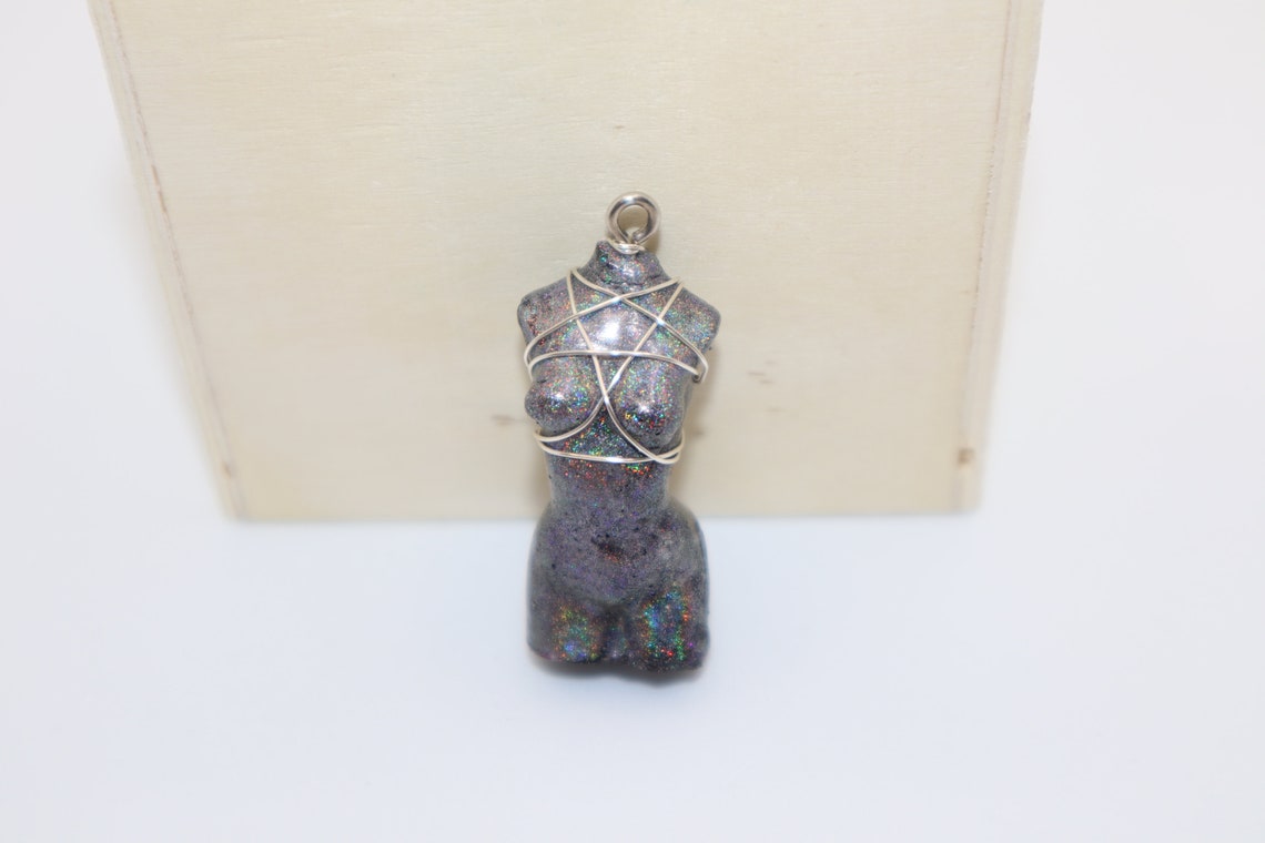 Holographic Wire Wrapped Womans Body Necklace 18 in Chain - Etsy