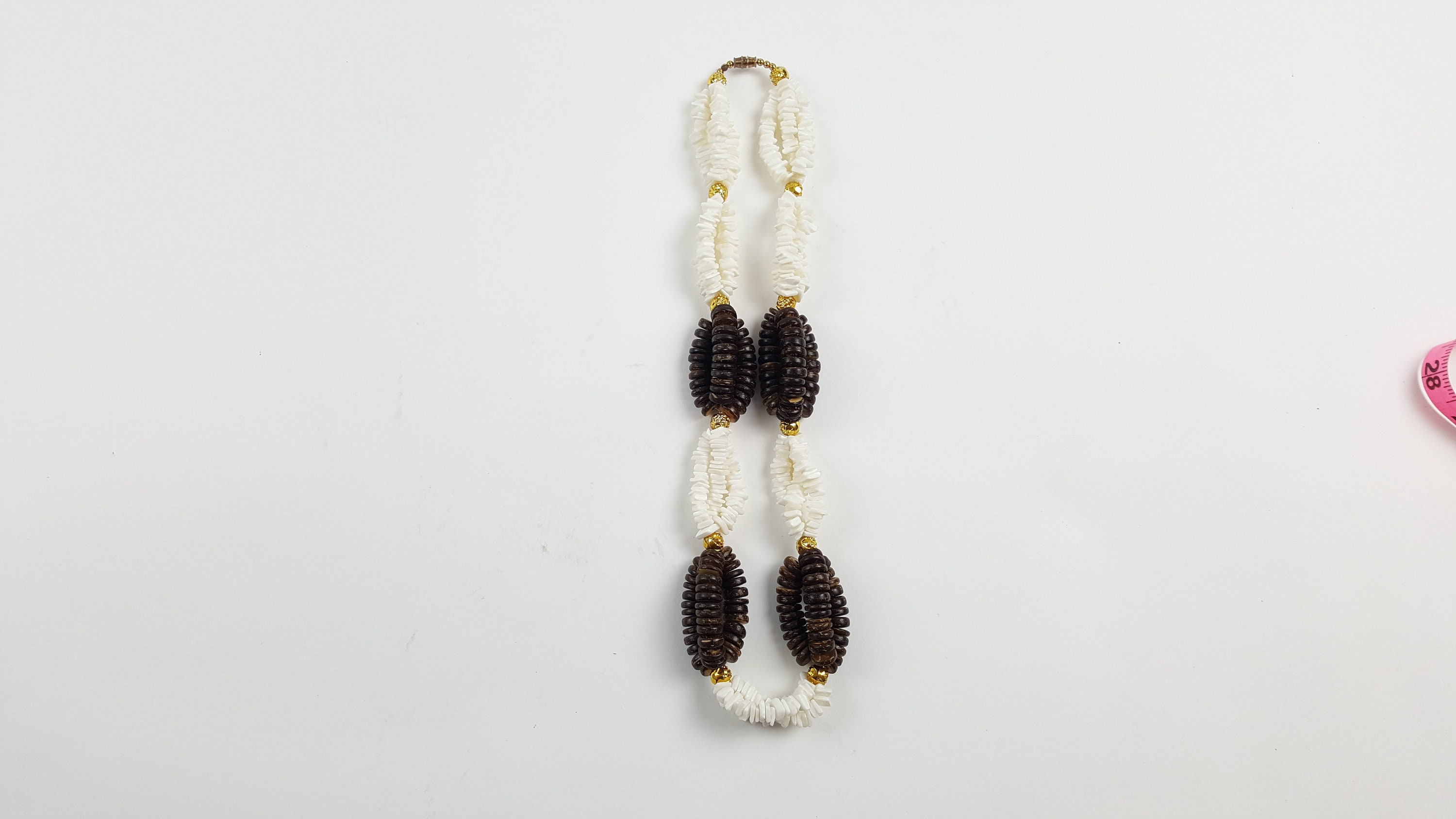 Puka and Wood Coco Shell Triple Braid Necklace - Etsy
