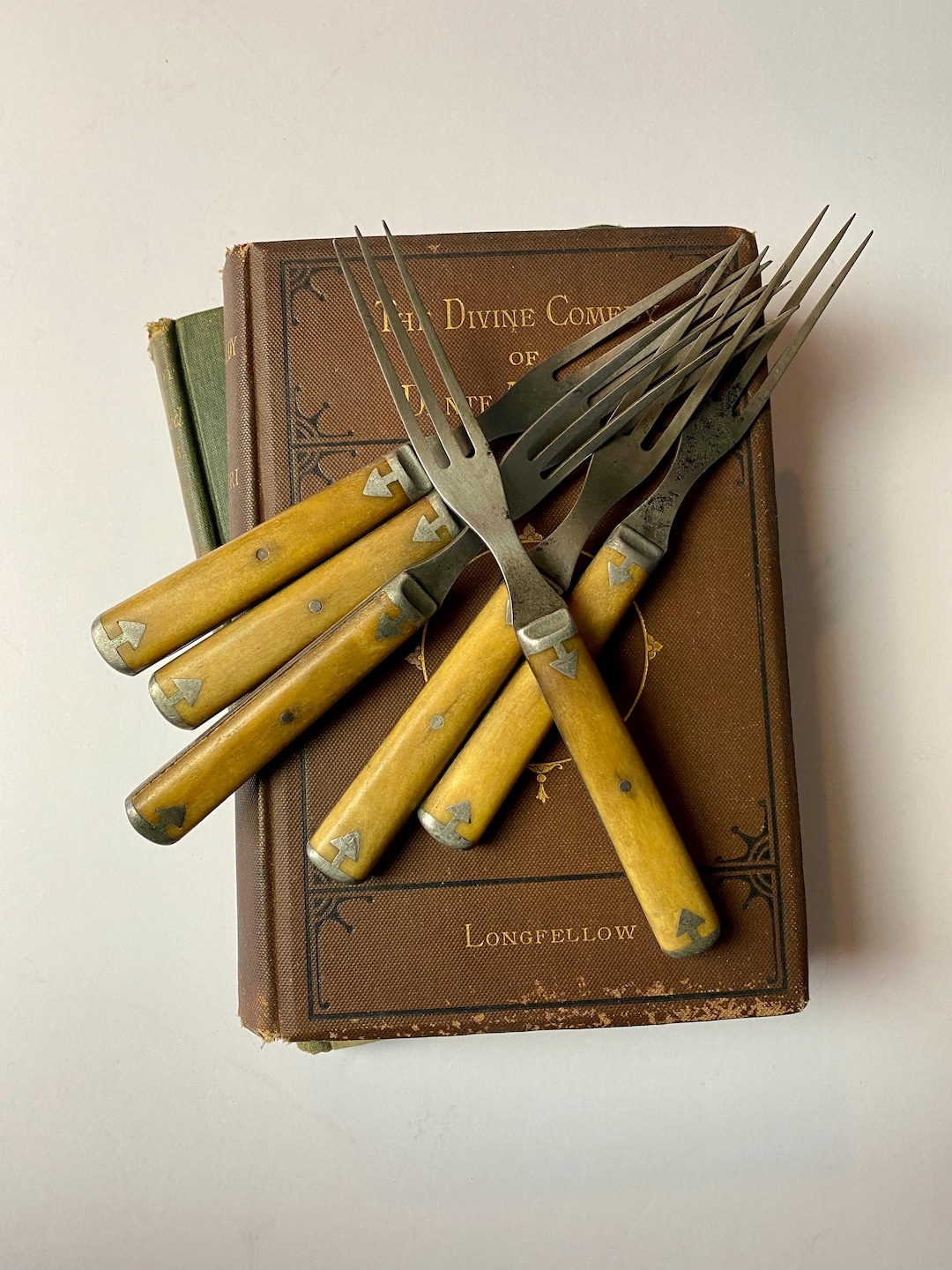 Antique Bone Handled Fork Set | Rustic Farmhouse Flatware | 1800s | Primitive 3-tine Cutlery ...