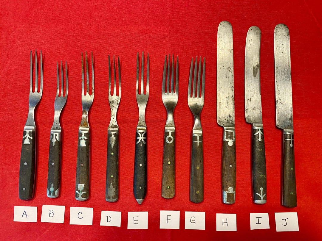 Antique Civil War Era Wood Handle Forks & Knives – Unique Inlay ...