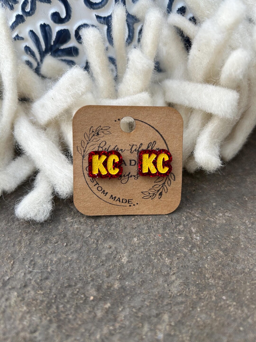 Cute Kansas City Chiefs Stud Earrings, Game Day Stud Earrings, Glitter ...