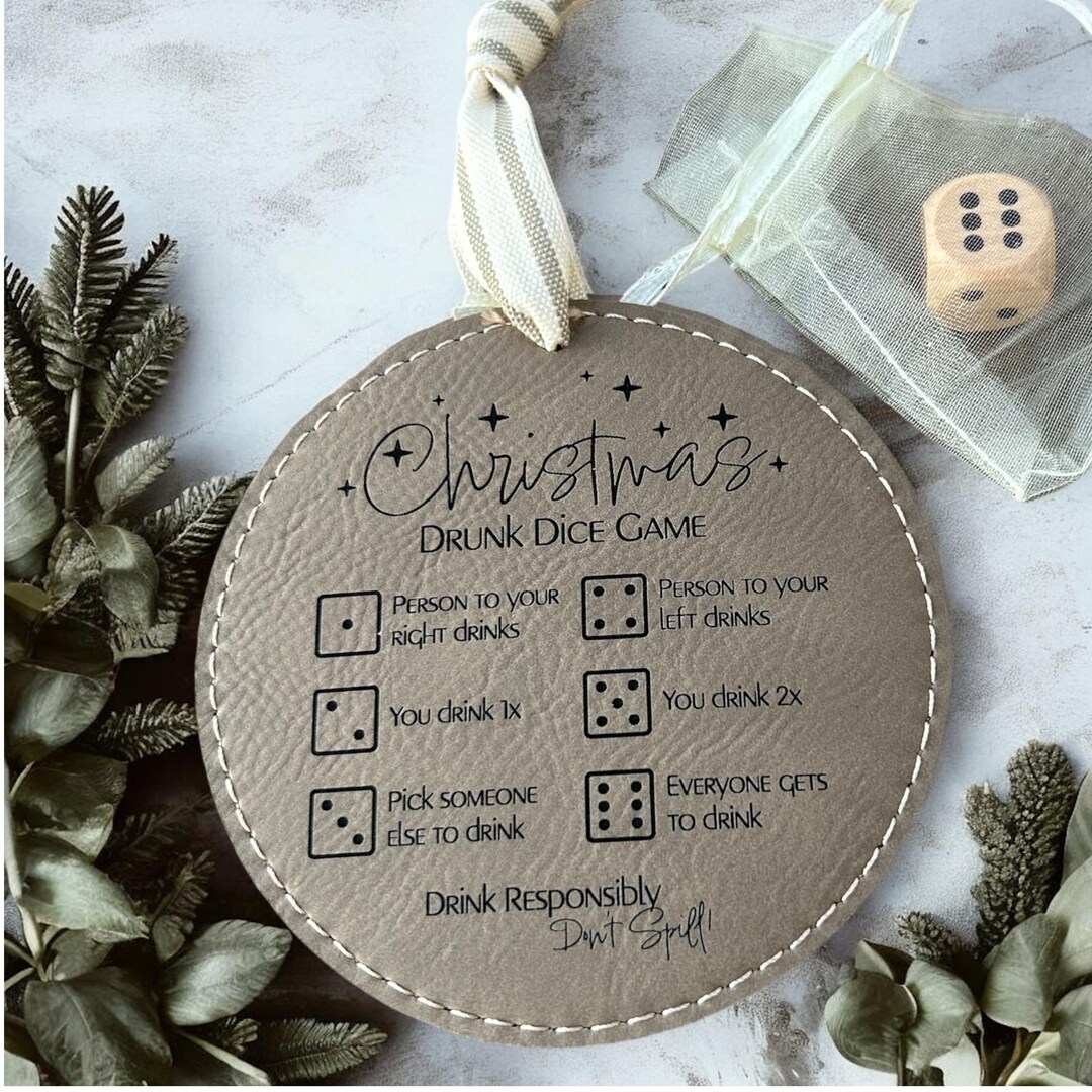 Christmas Drunk Dice Game Ornament, Holiday Party Drinking Game, Fun ...