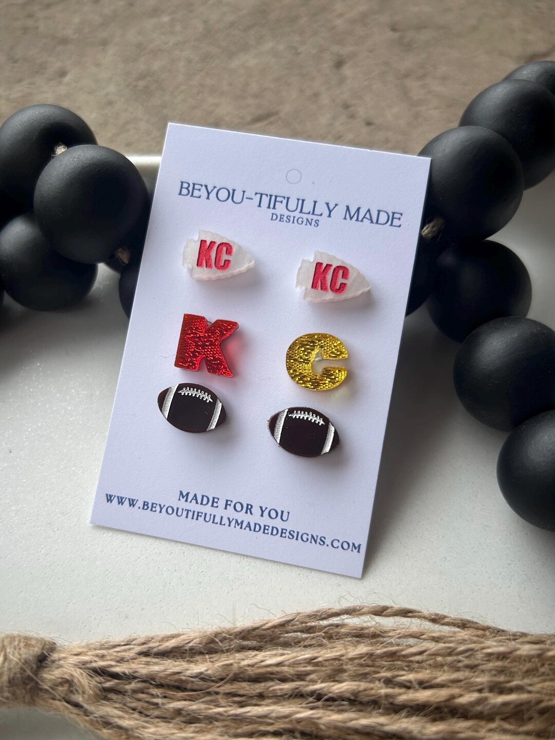 Kansas City Chiefs Inspired Stud Earrings Football Glitter Earrings ...