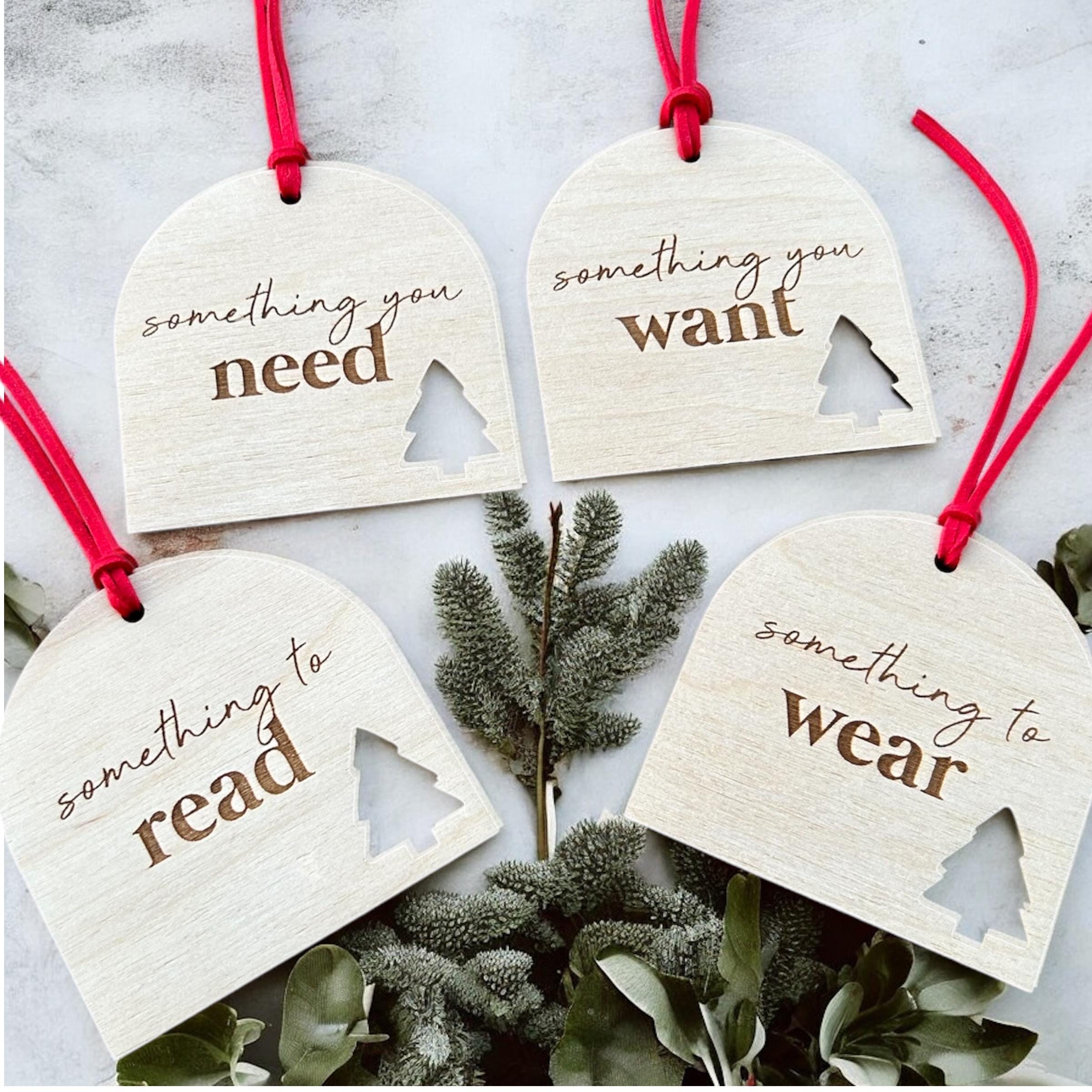Reusable Wooden Christmas Gift Tags - Set of 4 Engraved “need, Want ...