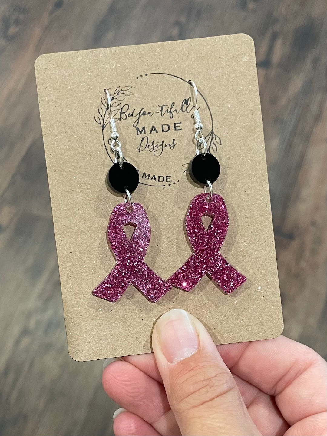 Pink Ribbon Hope Dangle Earring Breast Cancer Awareness Support Jewelry ...