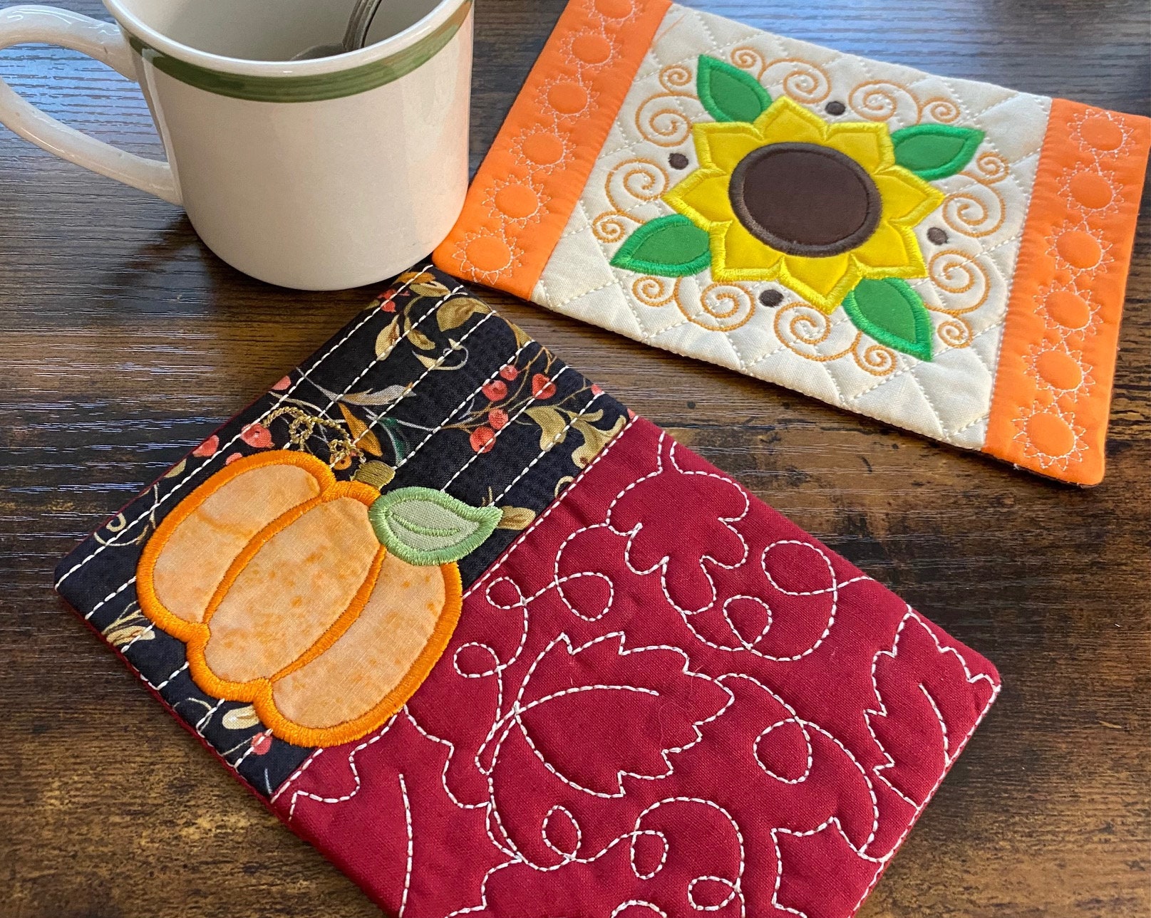Autumn Themed Mug Rugs; Fall Themed Mug Rugs; Fabric Mug Rugs for Fall ...