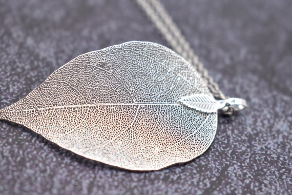Silver Dipped Real Leaf Necklace Autumn Leaf Necklace Nature | Etsy