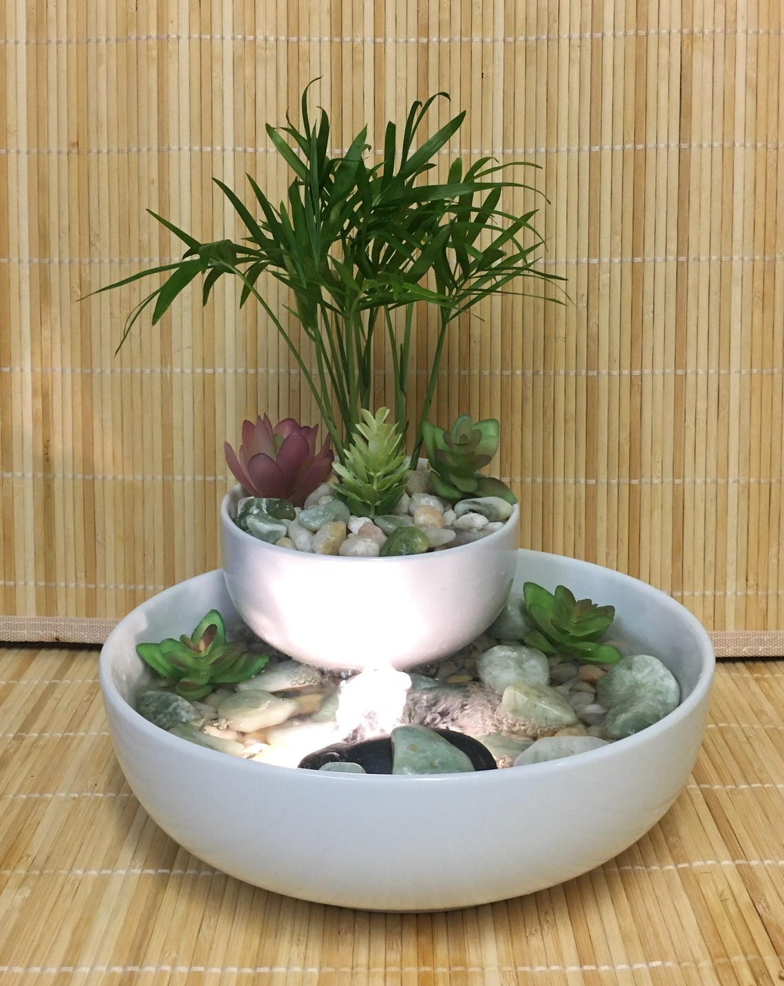 Tranquility Tabletop Water Fountain Garden, Jade, LIVE Palms, Zen #909 ...