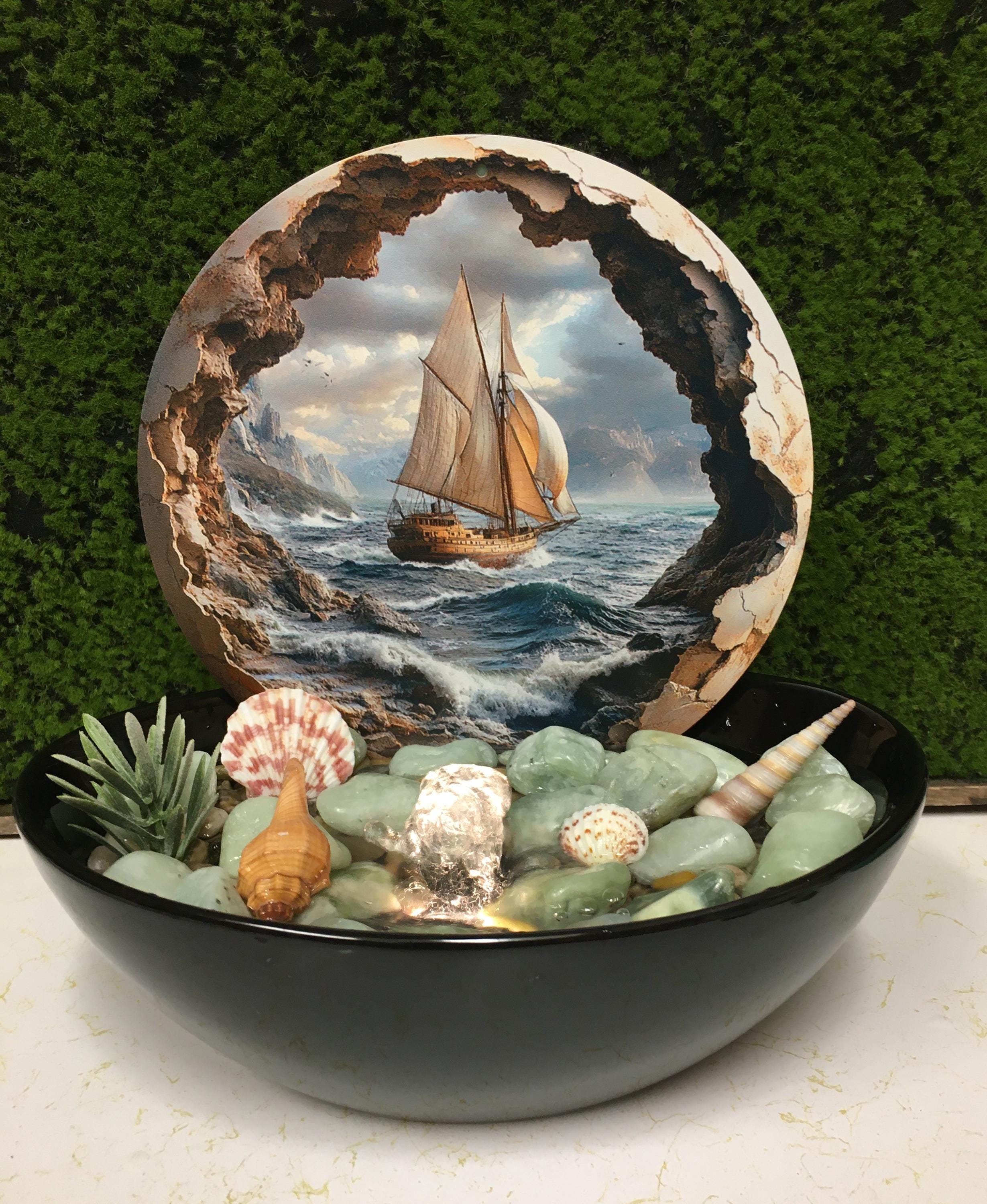 Tranquility Tabletop Geode Ship Water Fountain #1077 - Etsy