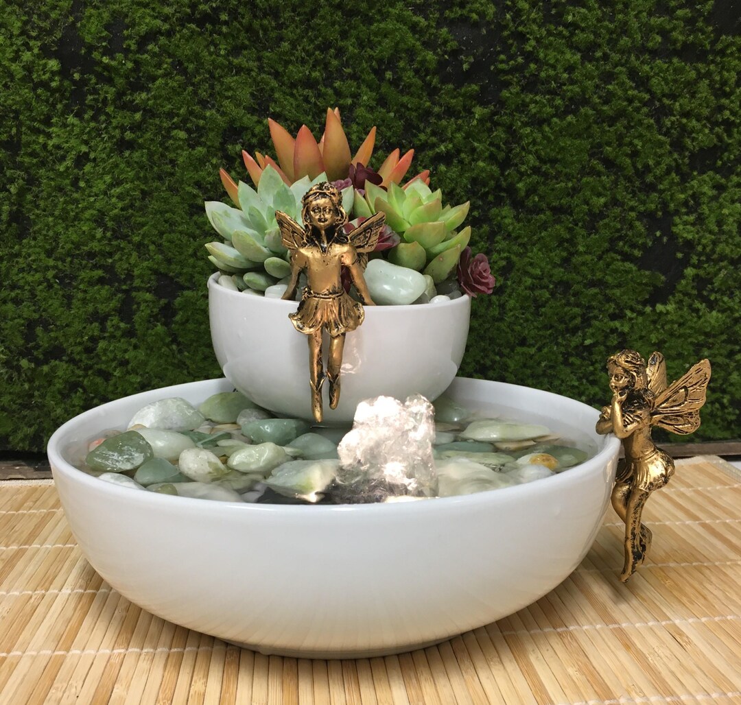 Tranquility Tabletop Water Fountain Garden: LIVE Succulents With Two ...