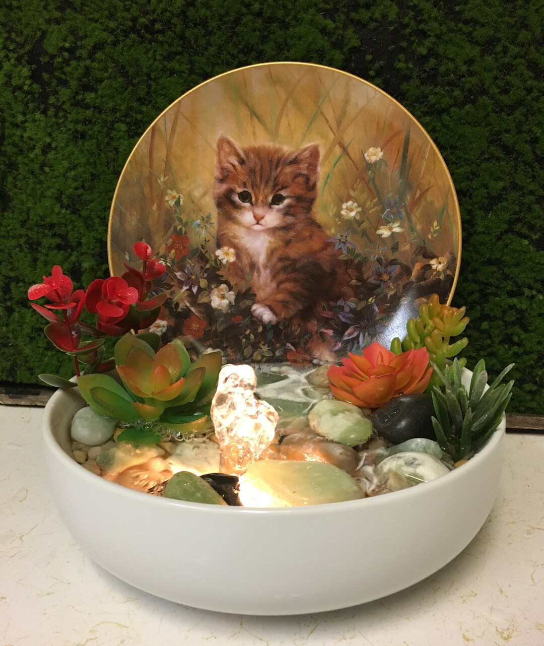 Tranquility Tabletop Water Fountain A Kitten's Garden of Joy #827 - Etsy