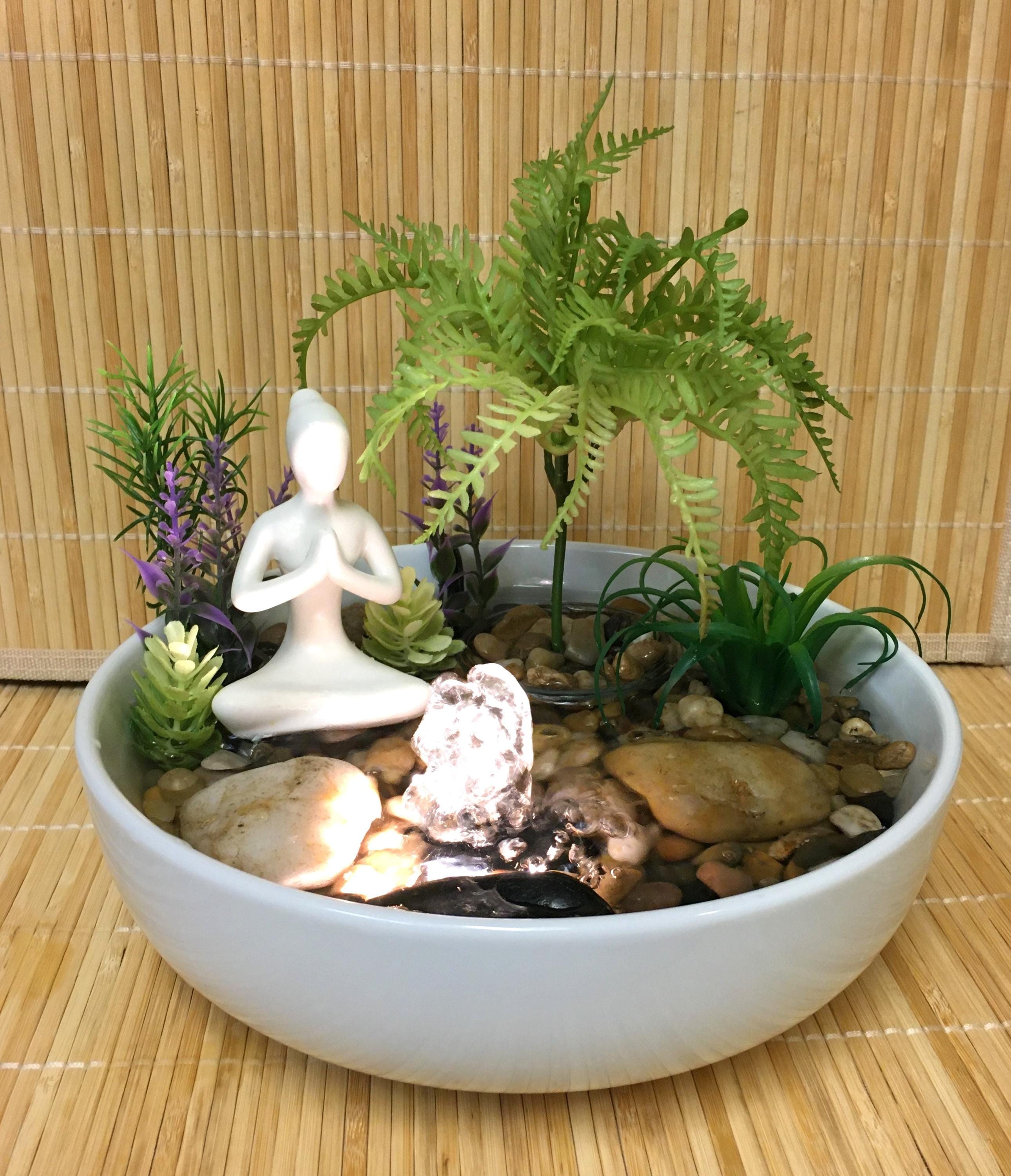 Tranquility Natural Water Garden Fountain Lady Meditating and Fern Tree ...