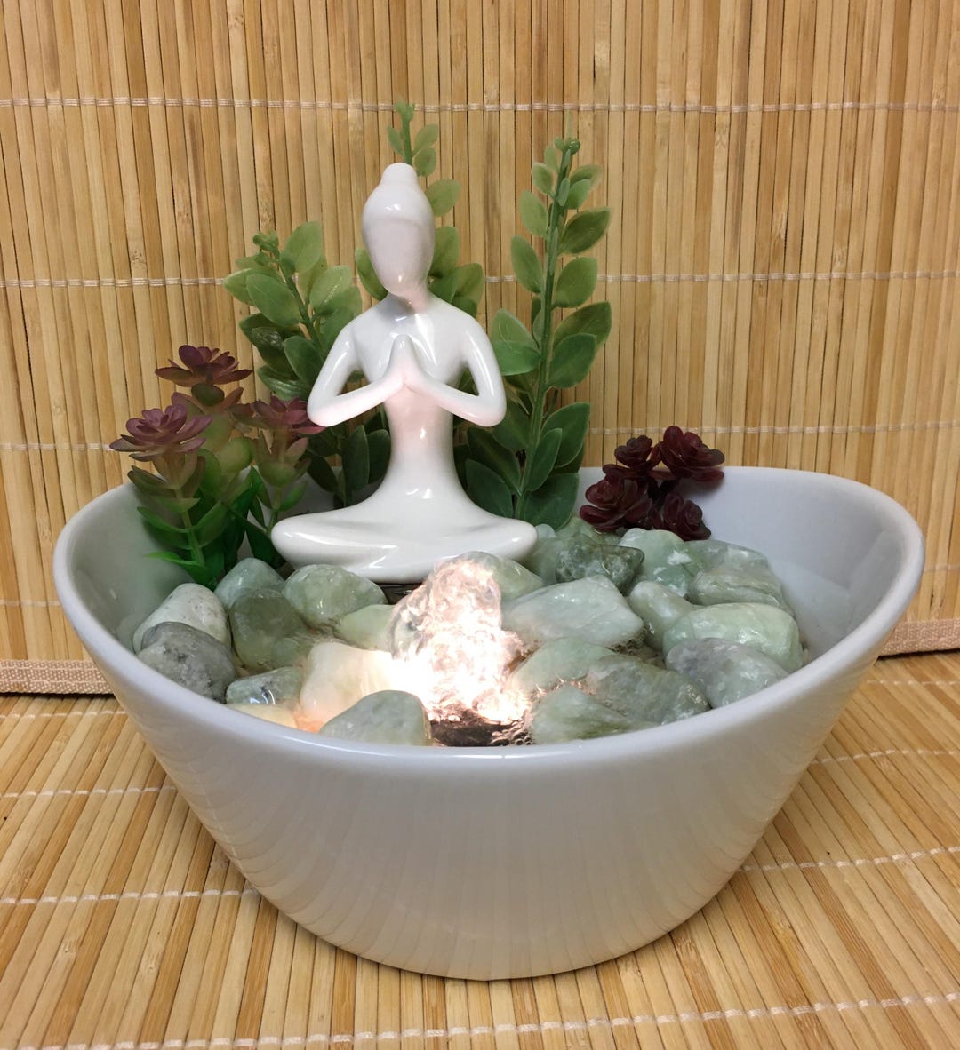 Tranquility Tabletop Water Fountain Garden Wavy, Jade With Lady ...