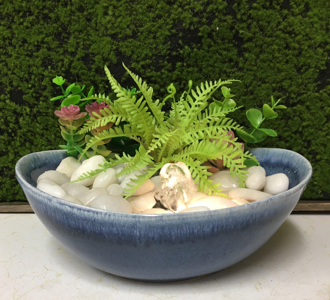 Tranquility Tabletop Water Fountain Garden, Wavy Blue, Artificial ...