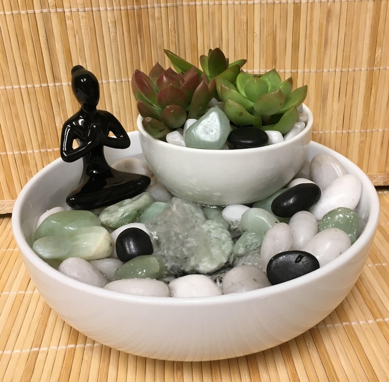 Tranquility Tabletop Water Fountain White & Jade Pebbles LIVE ...