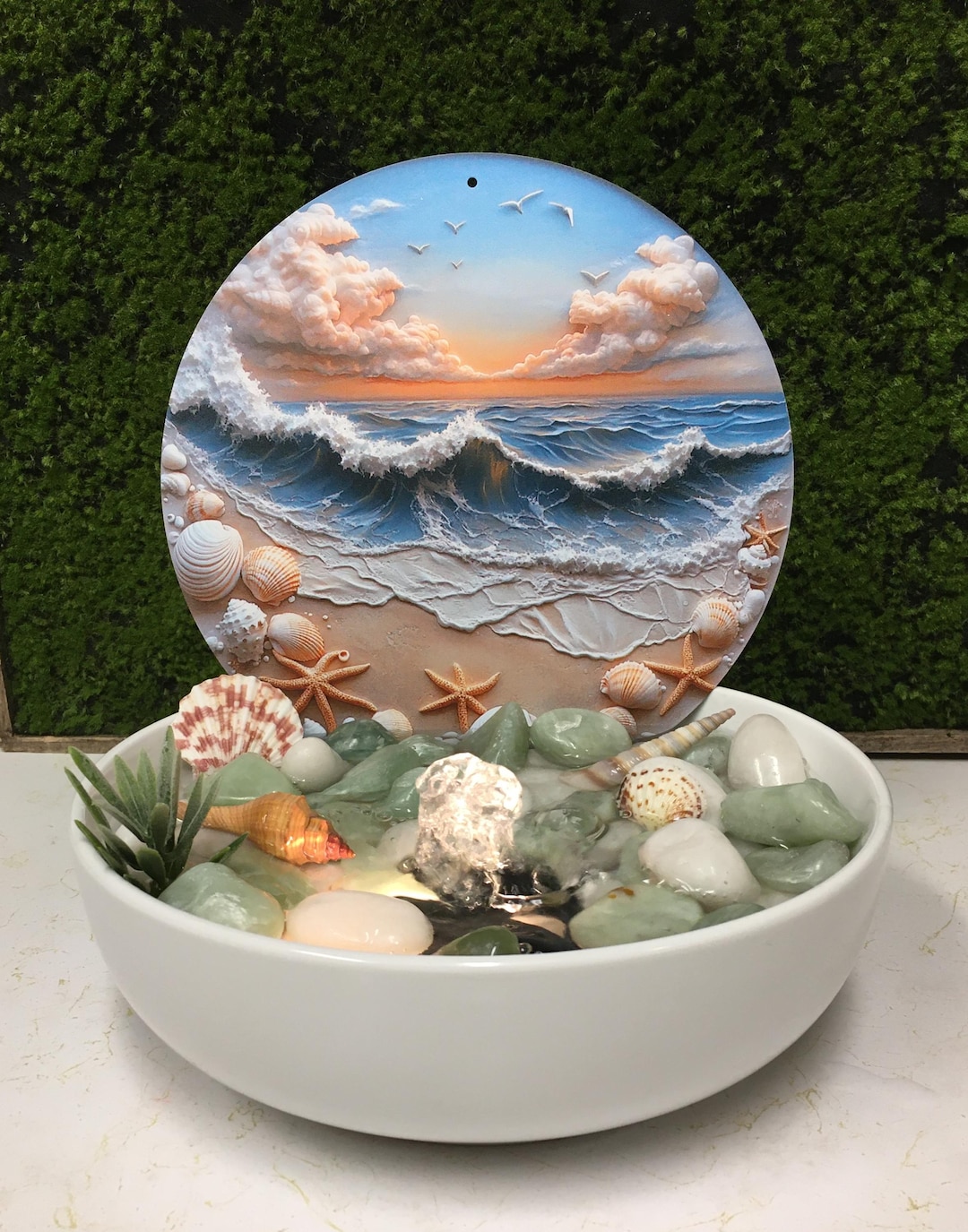 Tranquility Tabletop Water Fountain Beach Scene #1083 - Etsy