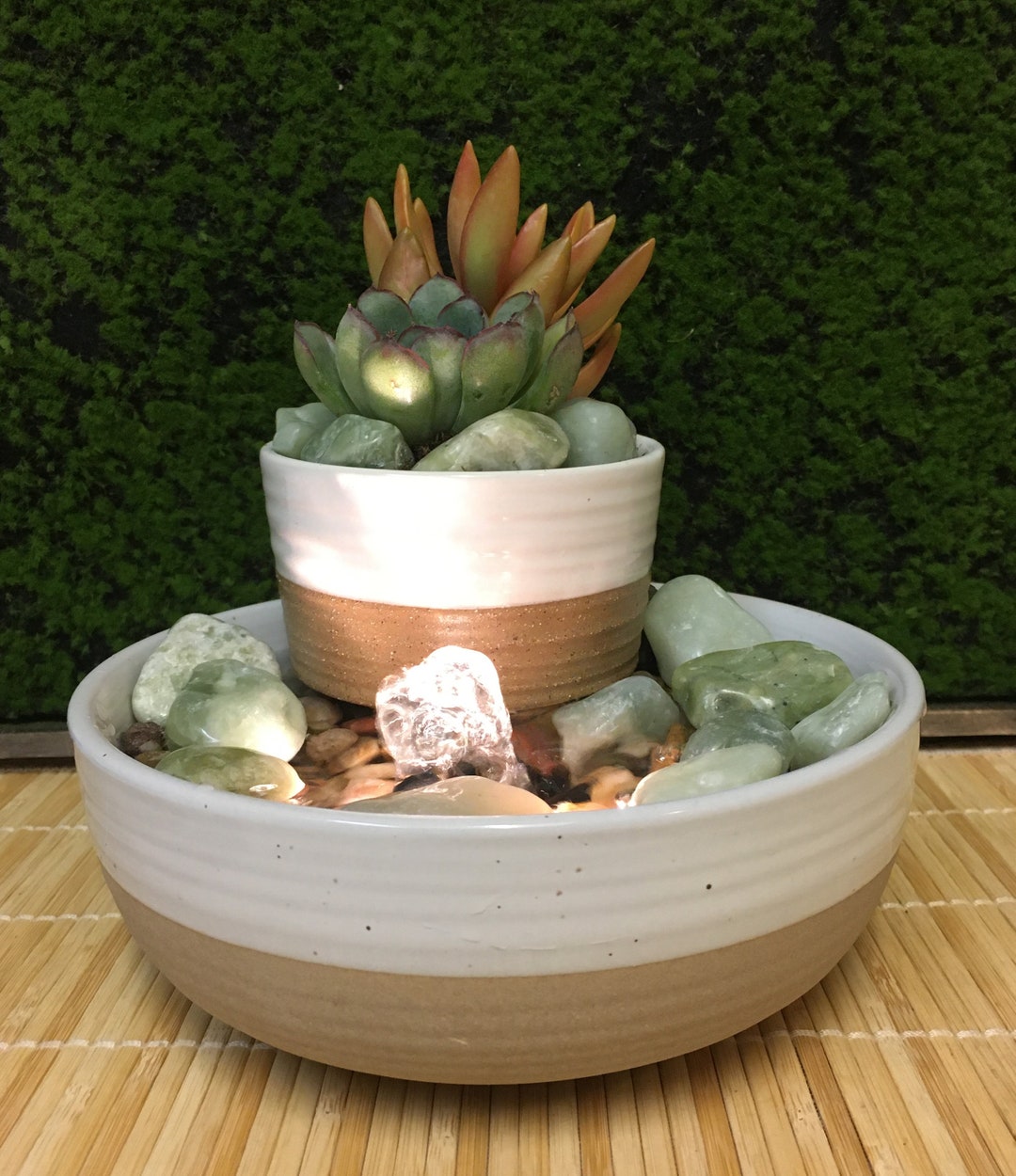 Tranquility Tabletop Stoneware Water Fountain With Matching Live ...