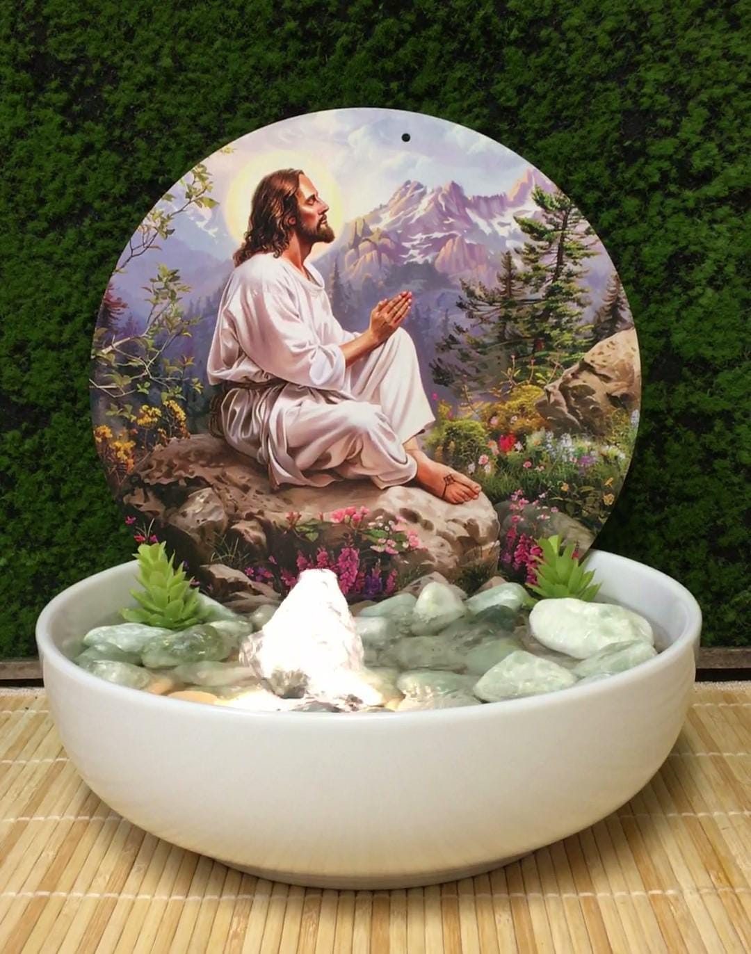 Tranquility Tabletop Water Fountain With Jesus Praying #981 - Etsy