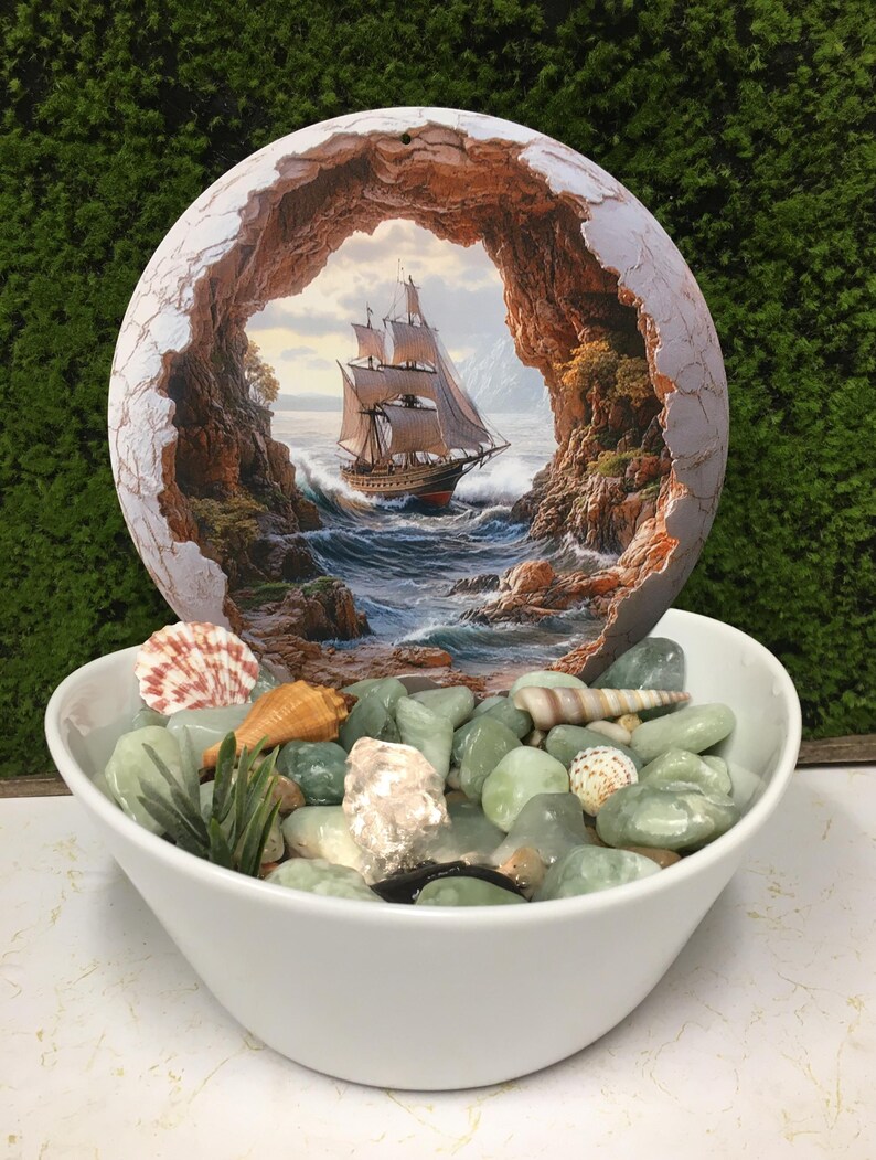 Tranquility Tabletop Geode Ship Water Fountain #1078 - Etsy