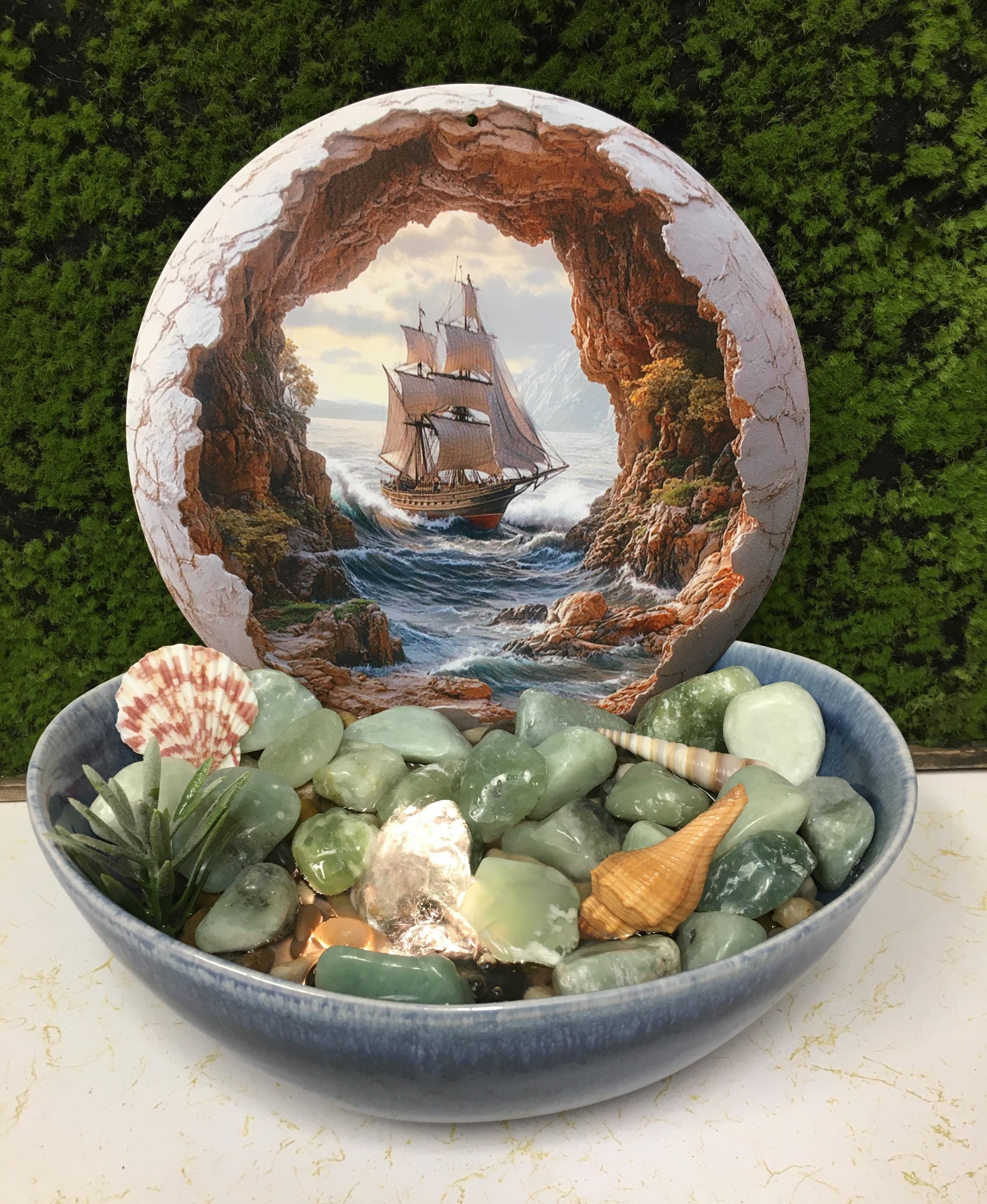 Tranquility Tabletop Geode Ship Water Fountain #1078 - Etsy