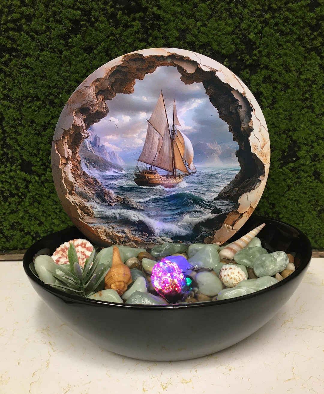 Tranquility Tabletop Geode Ship Water Fountain #1077 - Etsy