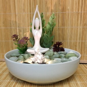 Tranquility Tabletop Jade Water Garden Fountain With Lady Meditating ...