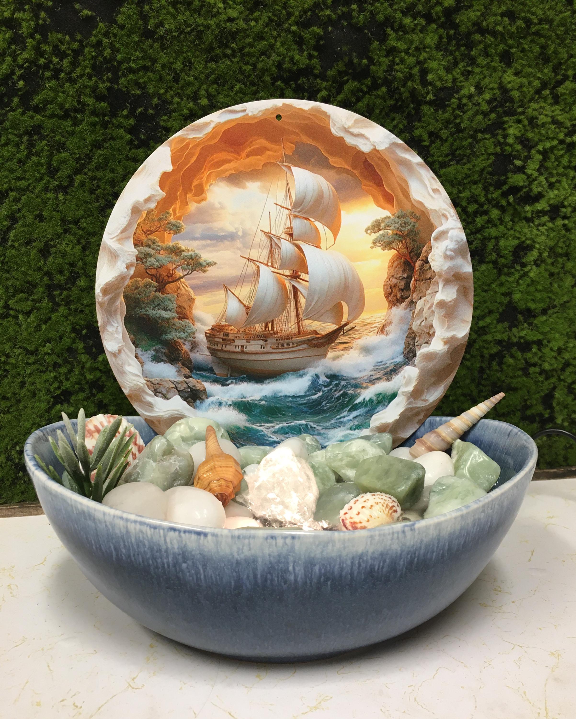 Tranquility Tabletop Geode Ship Water Fountain #1076 - Etsy