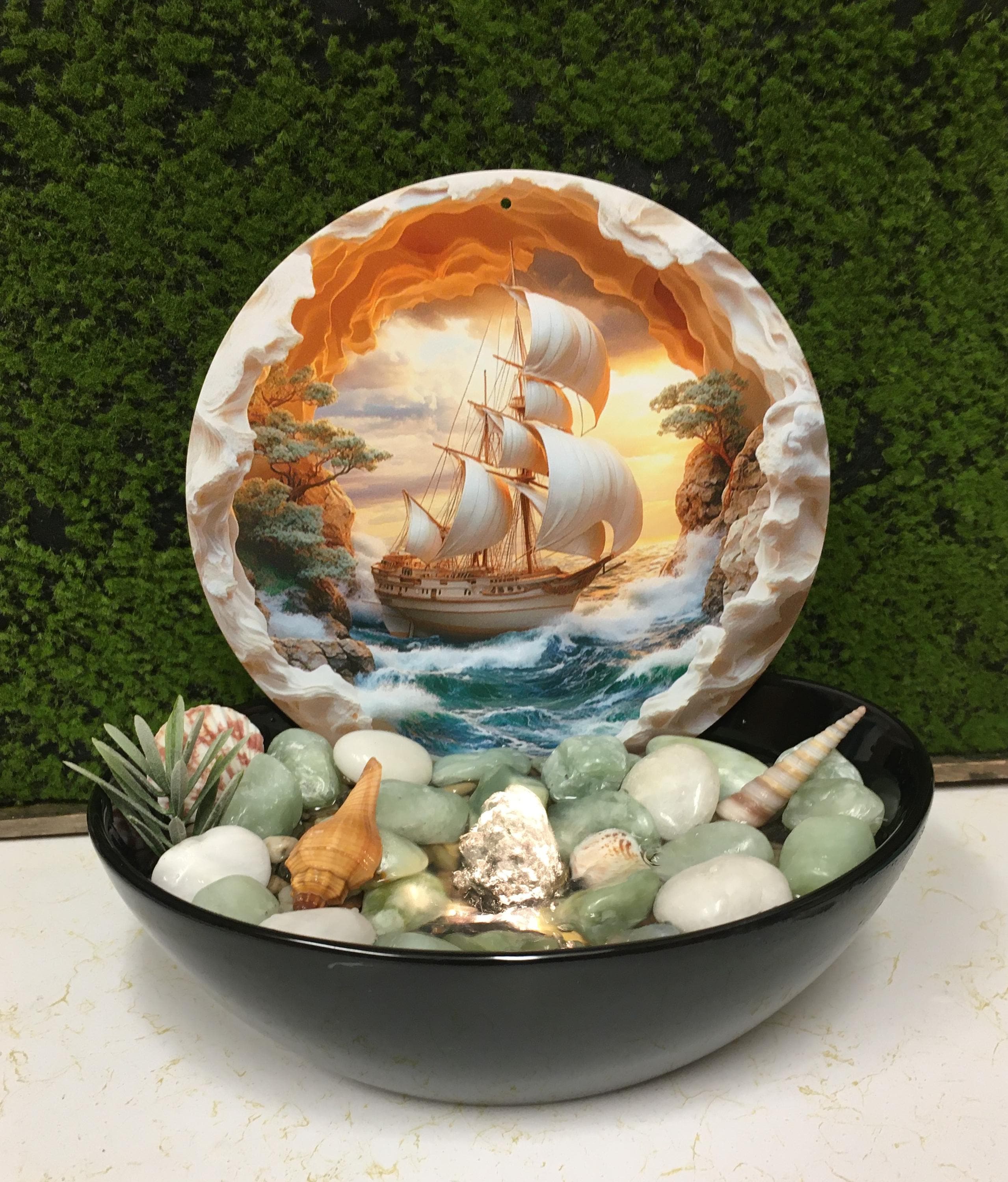 Tranquility Tabletop Geode Ship Water Fountain #1076 - Etsy