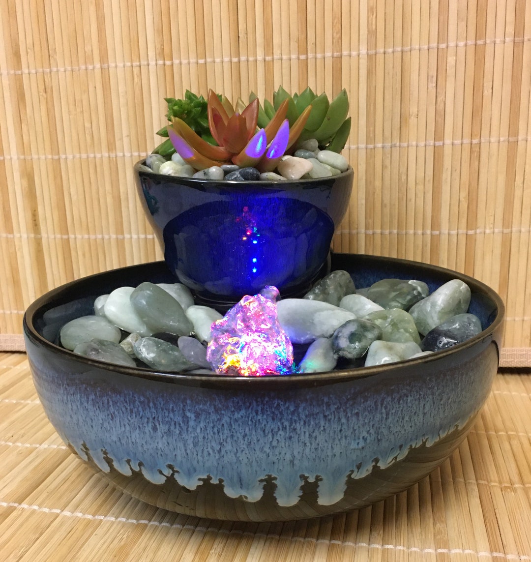Fountain Tranquility Tabletop Large Blue Water Garden Fountain With ...