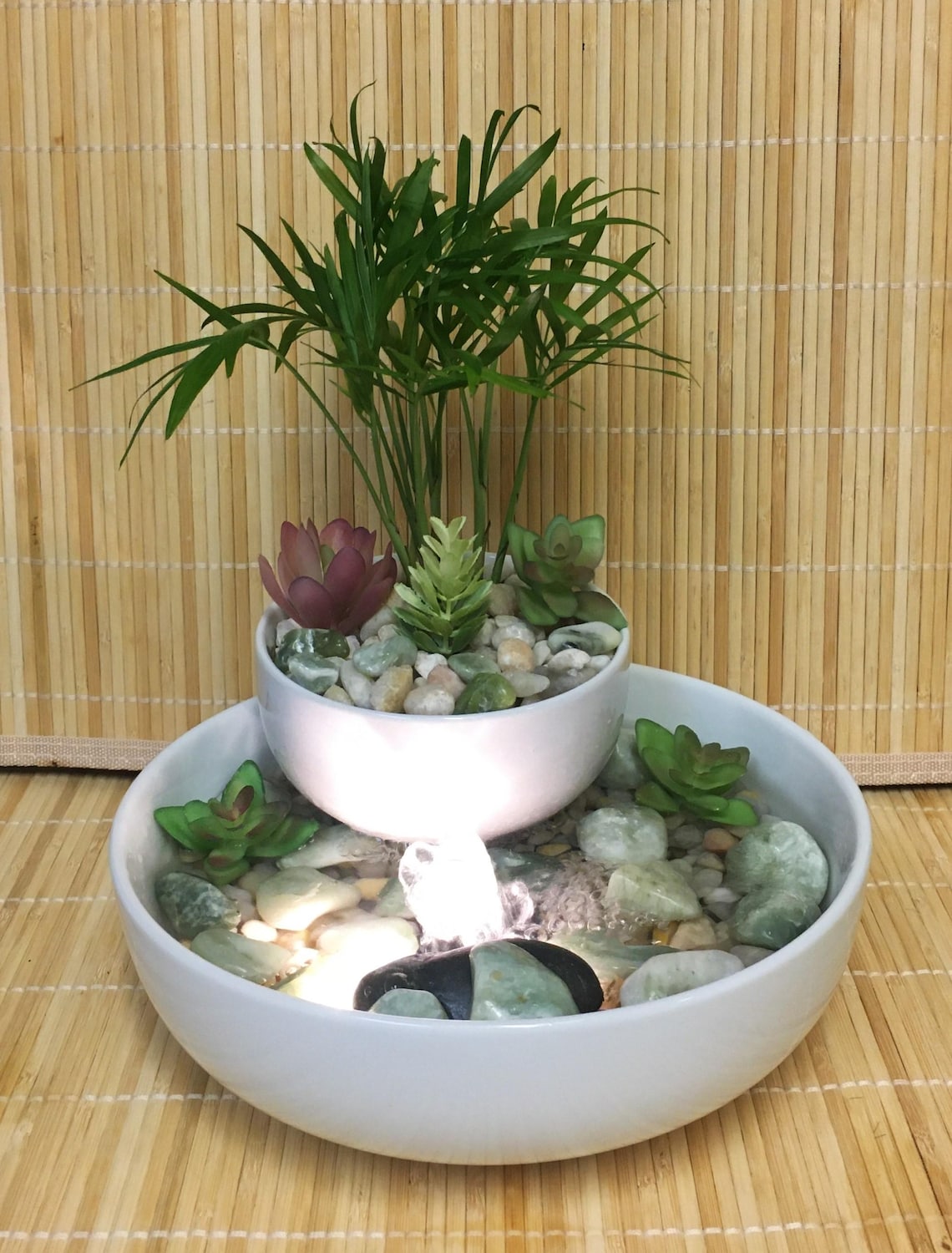 Tranquility Tabletop Water Fountain Garden, Jade, LIVE Palms, Zen #909 ...