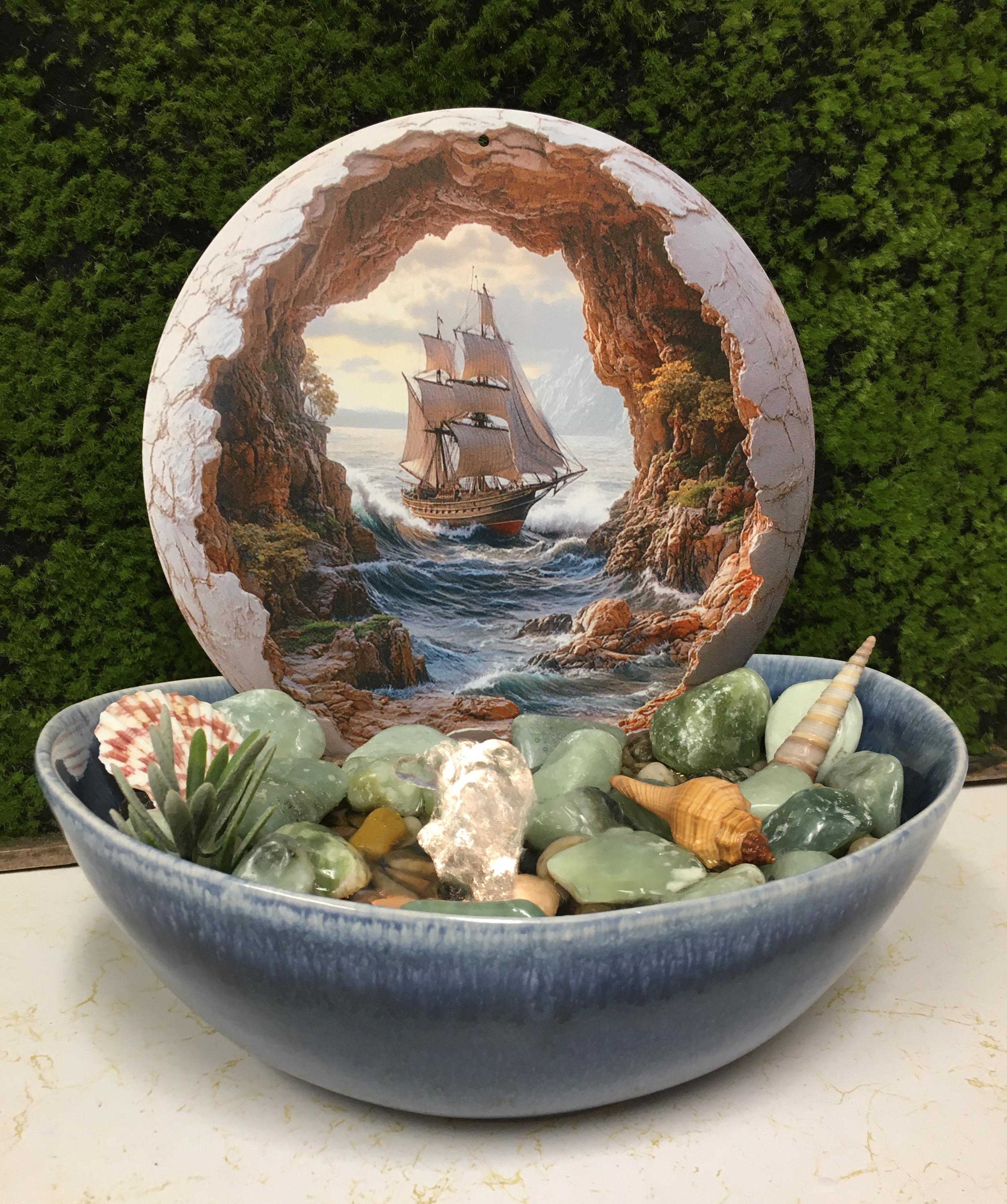 Tranquility Tabletop Geode Ship Water Fountain #1078 - Etsy