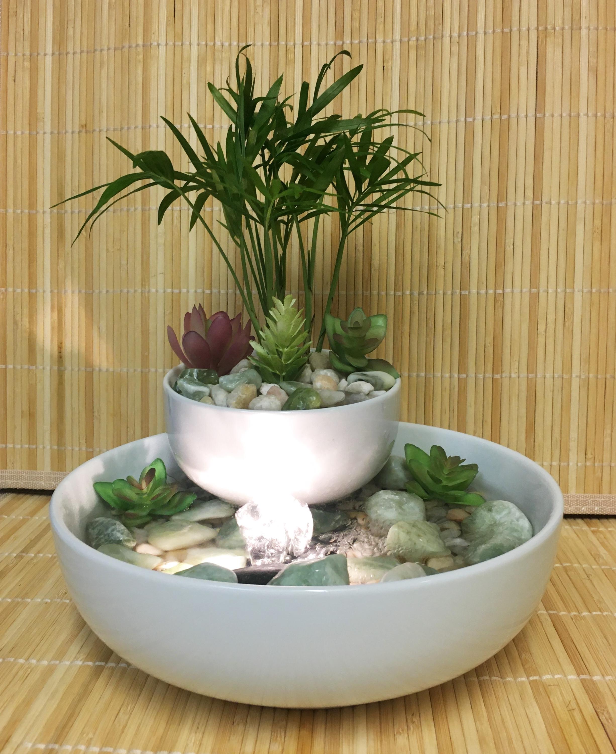 Tranquility Tabletop Water Fountain Garden, Jade, LIVE Palms, Zen #909 ...