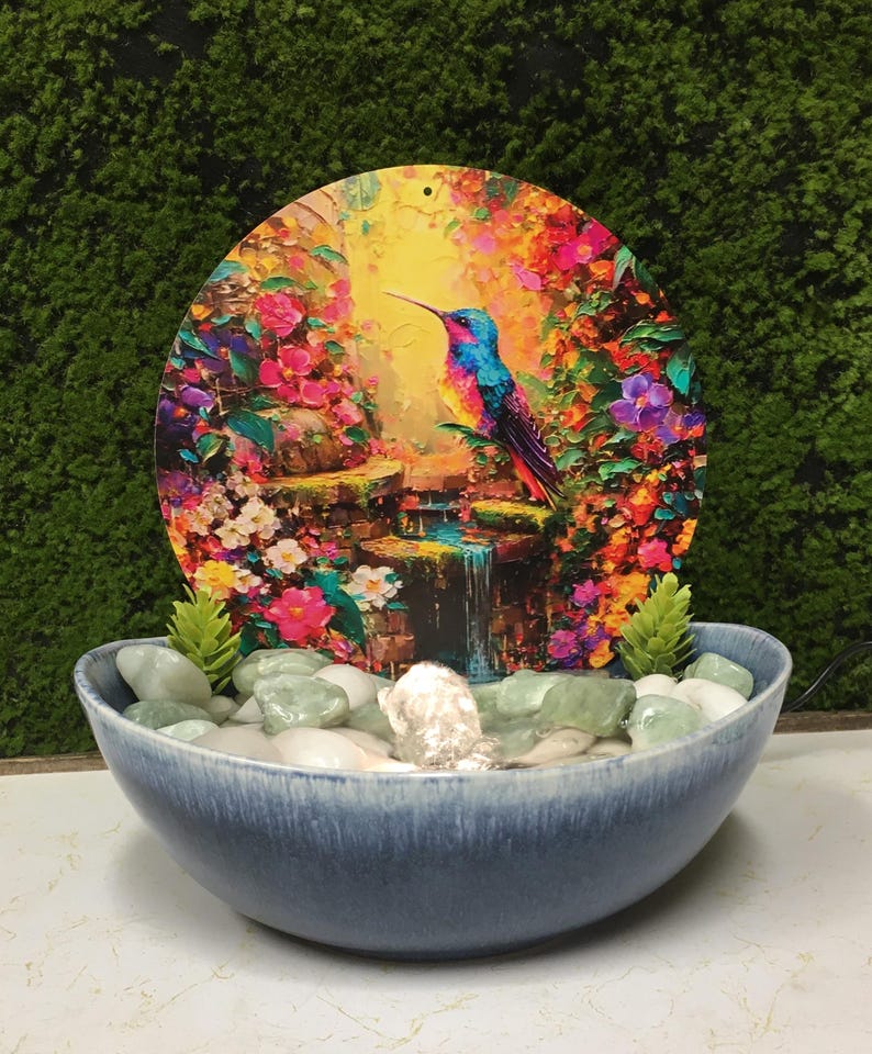 Tranquility Tabletop Humming Bird Water Fountain #1082 - Etsy