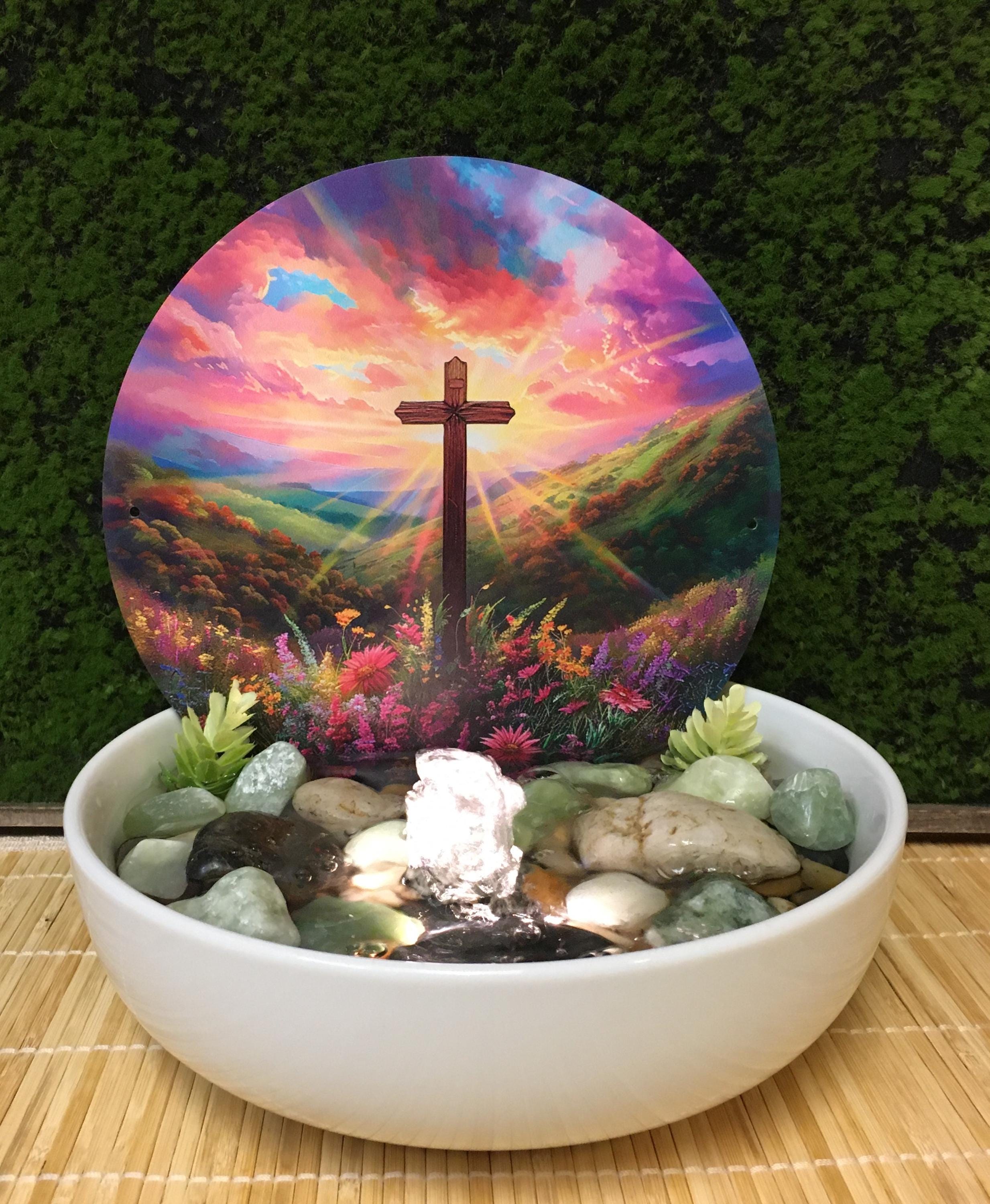 Tranquility Tabletop Water Fountain Morning After the Storm Cross ...