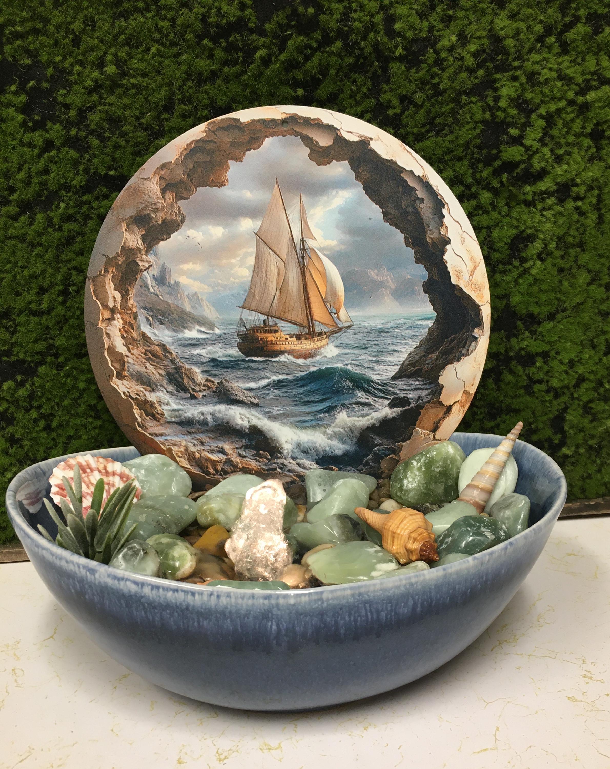Tranquility Tabletop Geode Ship Water Fountain #1077 - Etsy