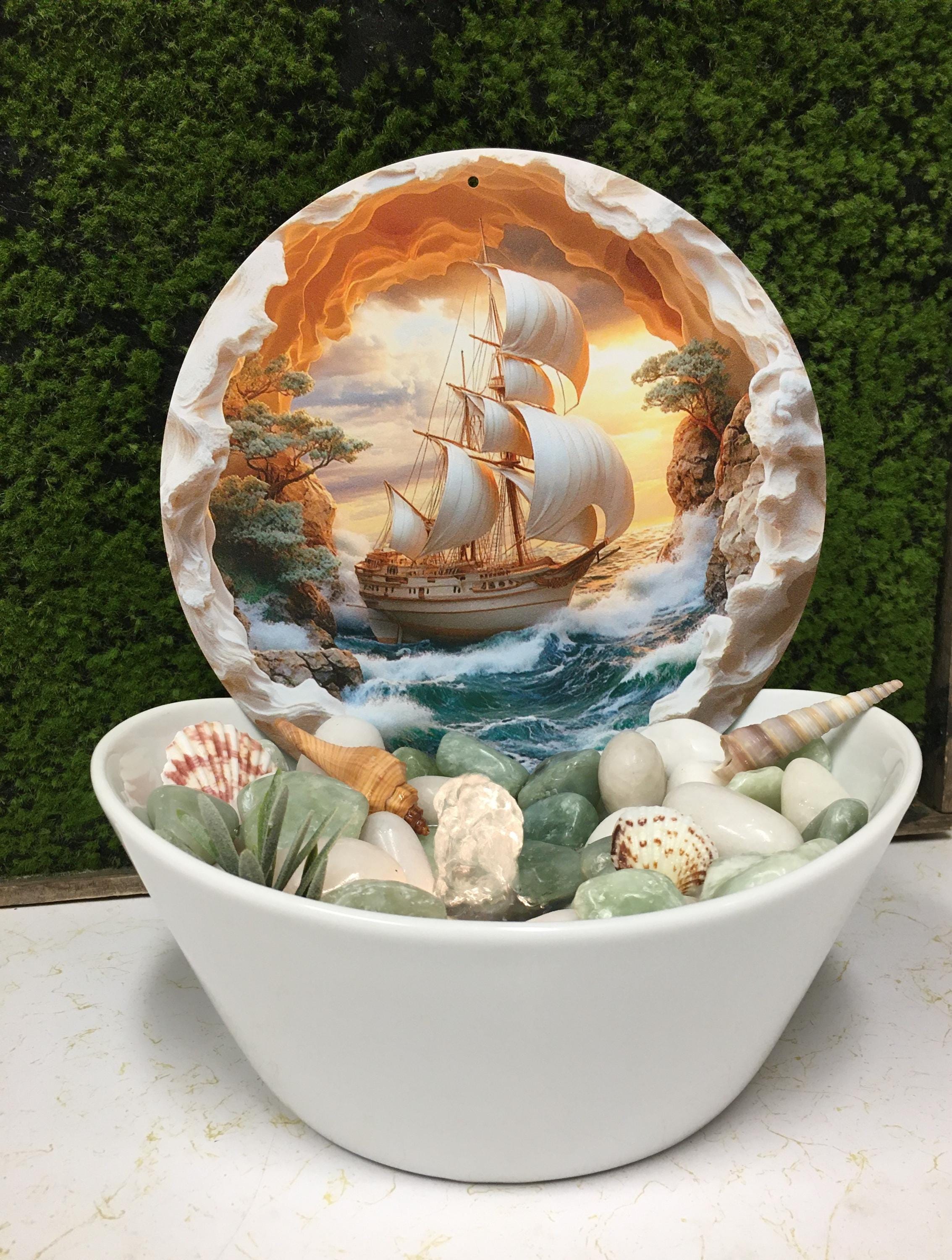 Tranquility Tabletop Geode Ship Water Fountain #1076 - Etsy