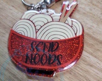 Send Noods Enamel Keyring/keychain // Ramen Noodles, Pho, Chopsticks ...
