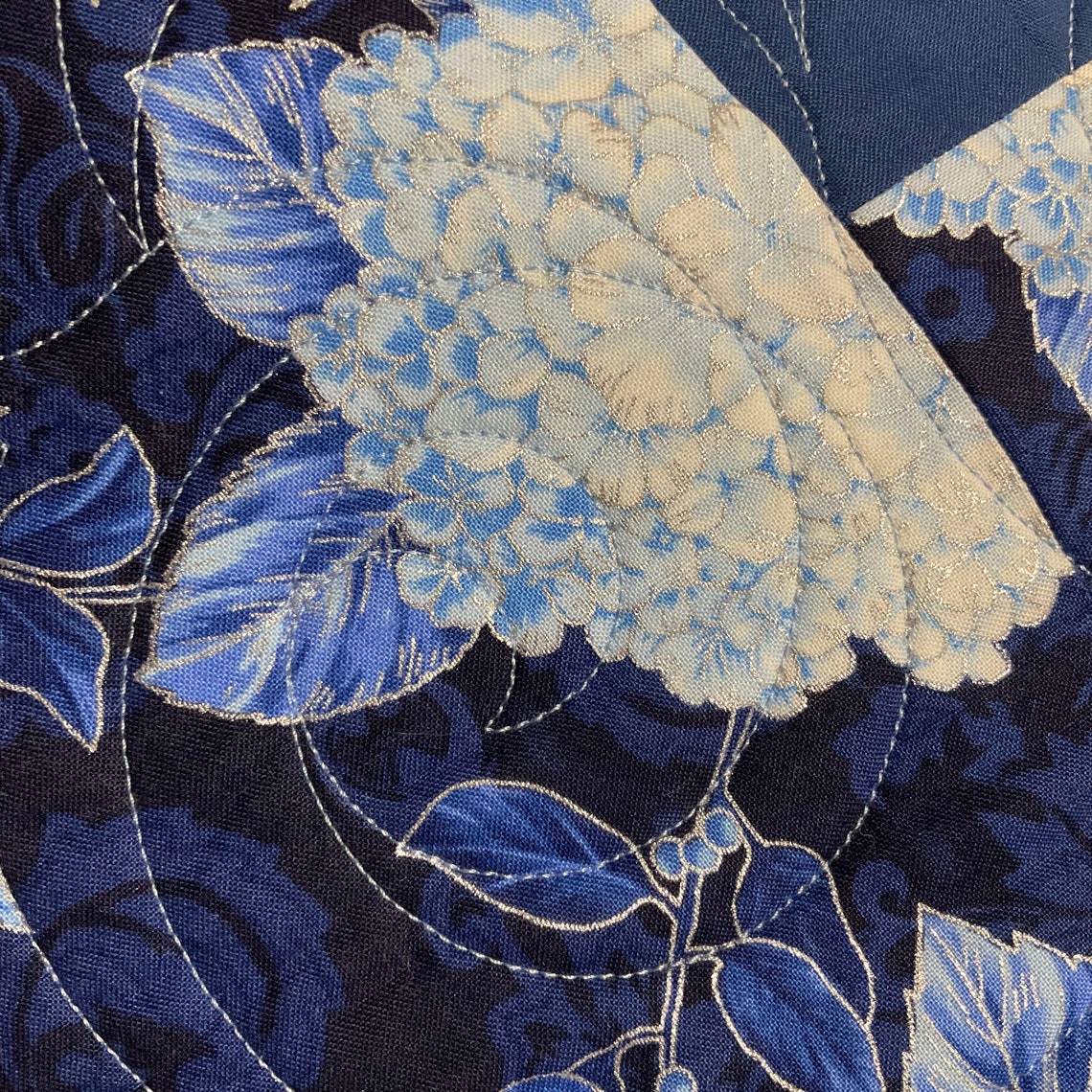 Blue Winter Snow Quilt, Snow Flower, Finished Handmade Twin Lap Throw ...