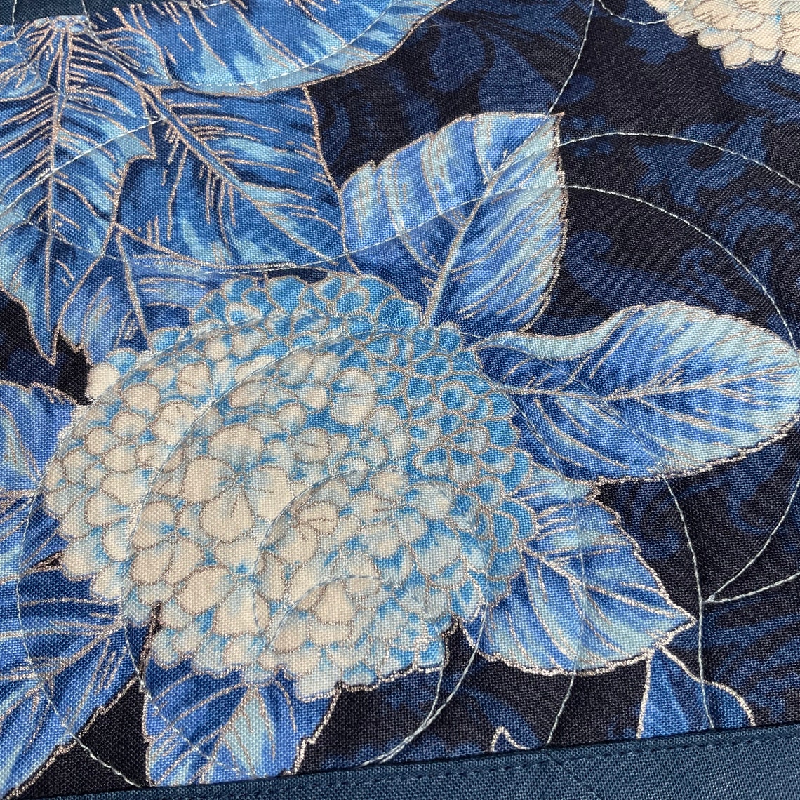 Blue Winter Quilt, Snow Flower, Finished Handmade Quilt, Twin Lap Throw ...