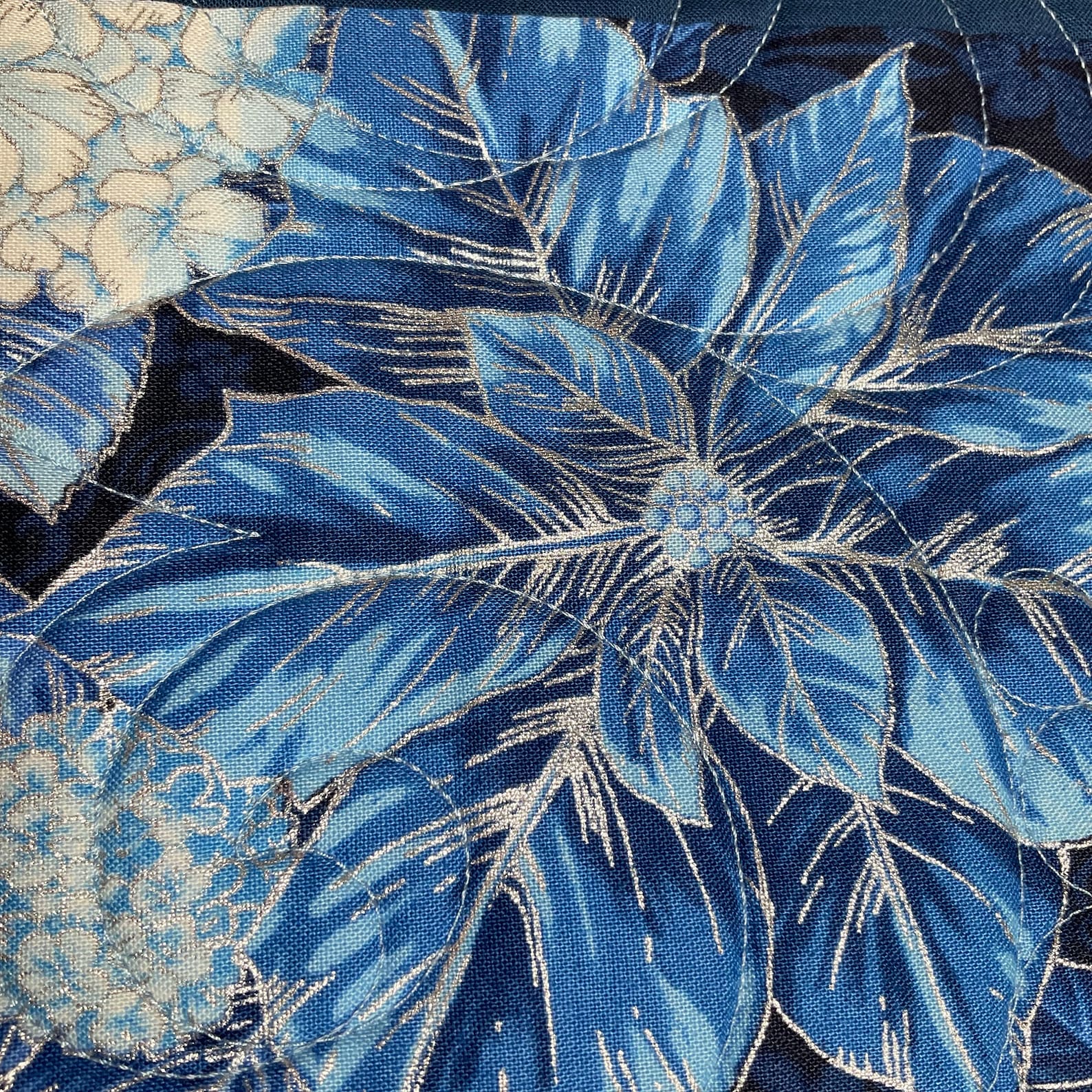 Blue Winter Snow Quilt, Snow Flower, Finished Handmade Twin Lap Throw ...