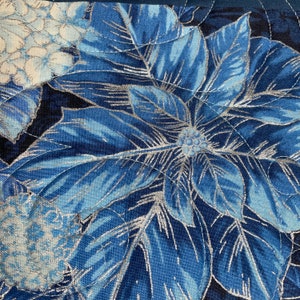 Blue Winter Snow Quilt, Snow Flower, Finished Handmade Twin Lap Throw ...