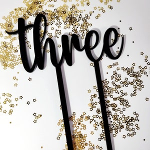 THREE Cake Topper - Third Birthday Cake Topper - THREE Smash Cake ...