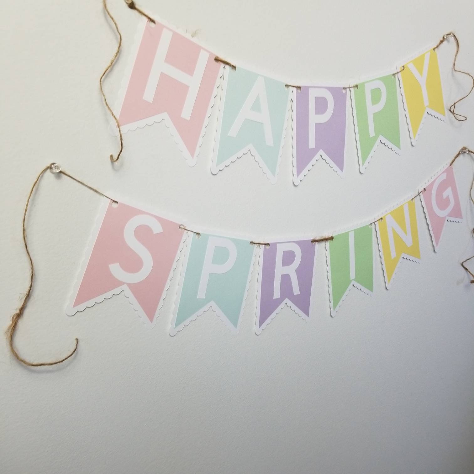 Happy Spring Banner Spring Banner Pastel Banner - Etsy