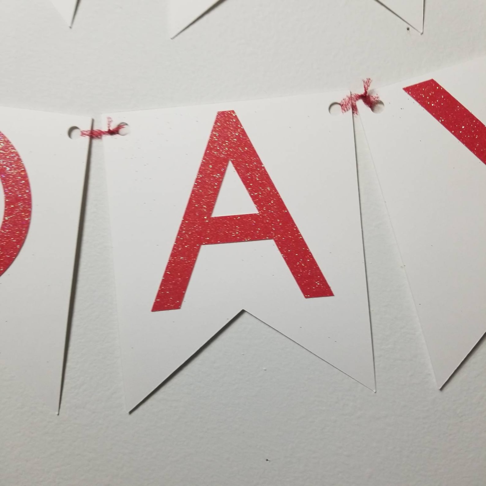 Happy Birthday Banner Red and White Banner Red Glitter Banner 4th of ...