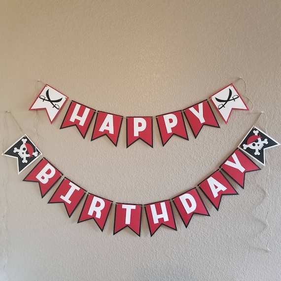 Pirate Happy Birthday Banner Pirate Birthday Happy | Etsy