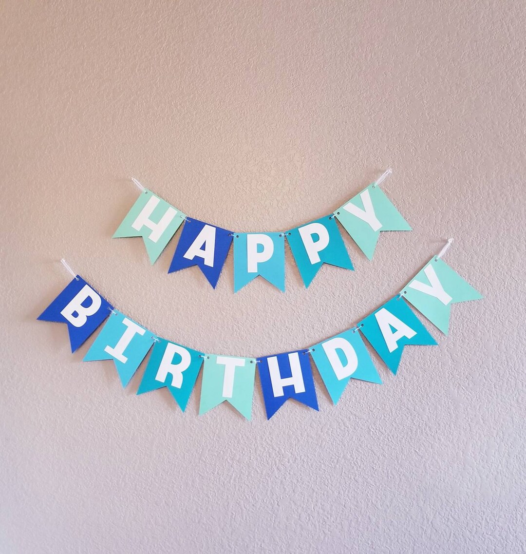 Happy Birthday Banner * Blue Banner * Blue Ombre Banner * Summer Banner ...