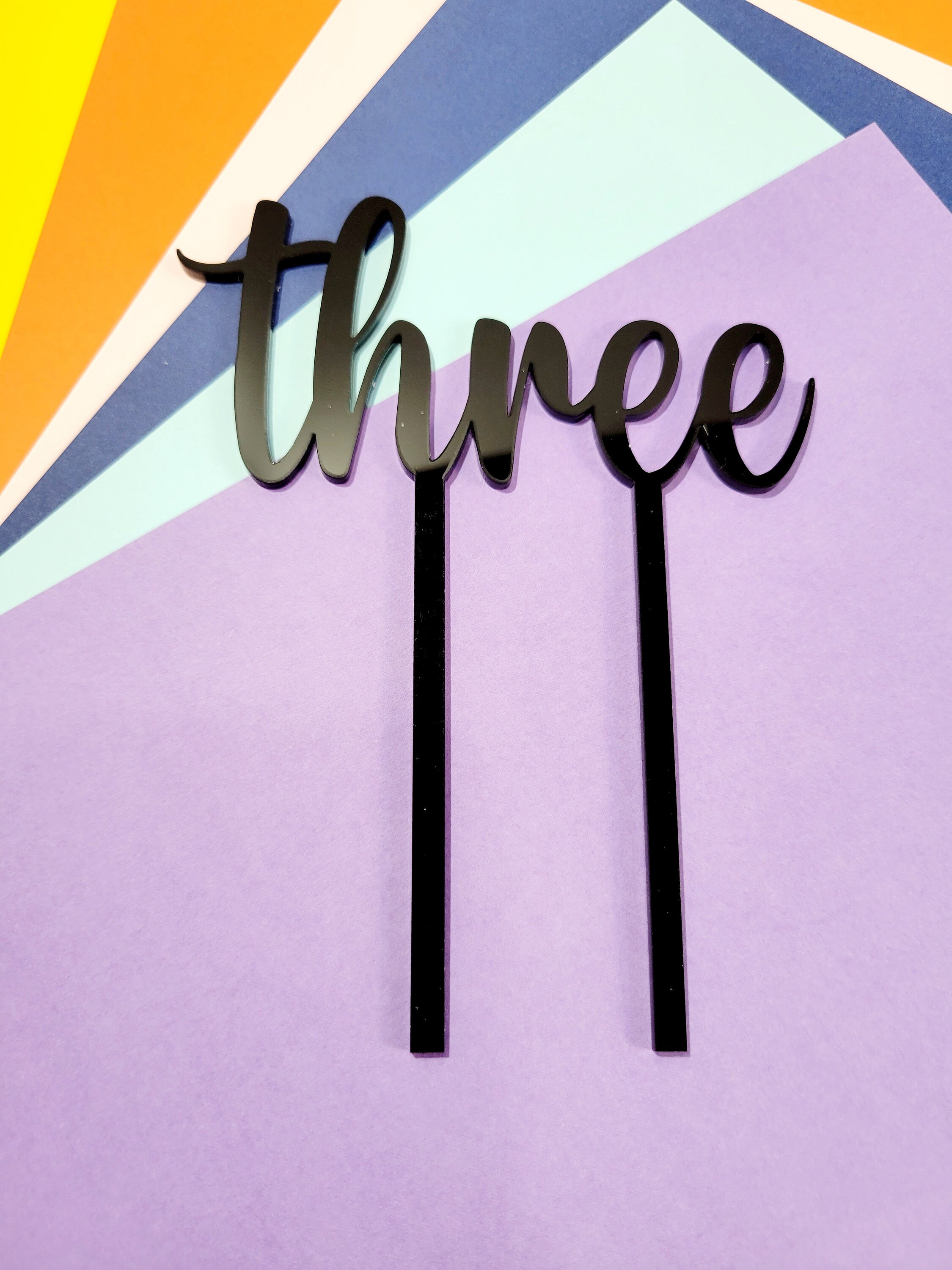 THREE Cake Topper - Third Birthday Cake Topper - THREE Smash Cake ...