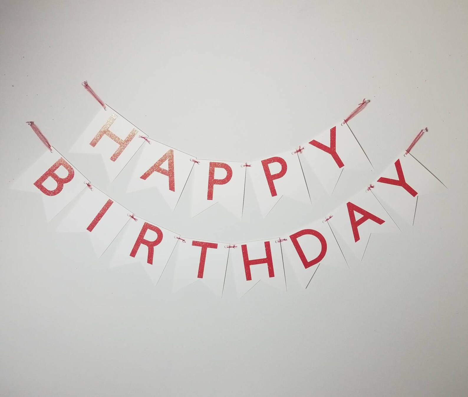 Happy Birthday Banner Red and White Banner Red Glitter Banner 4th of ...