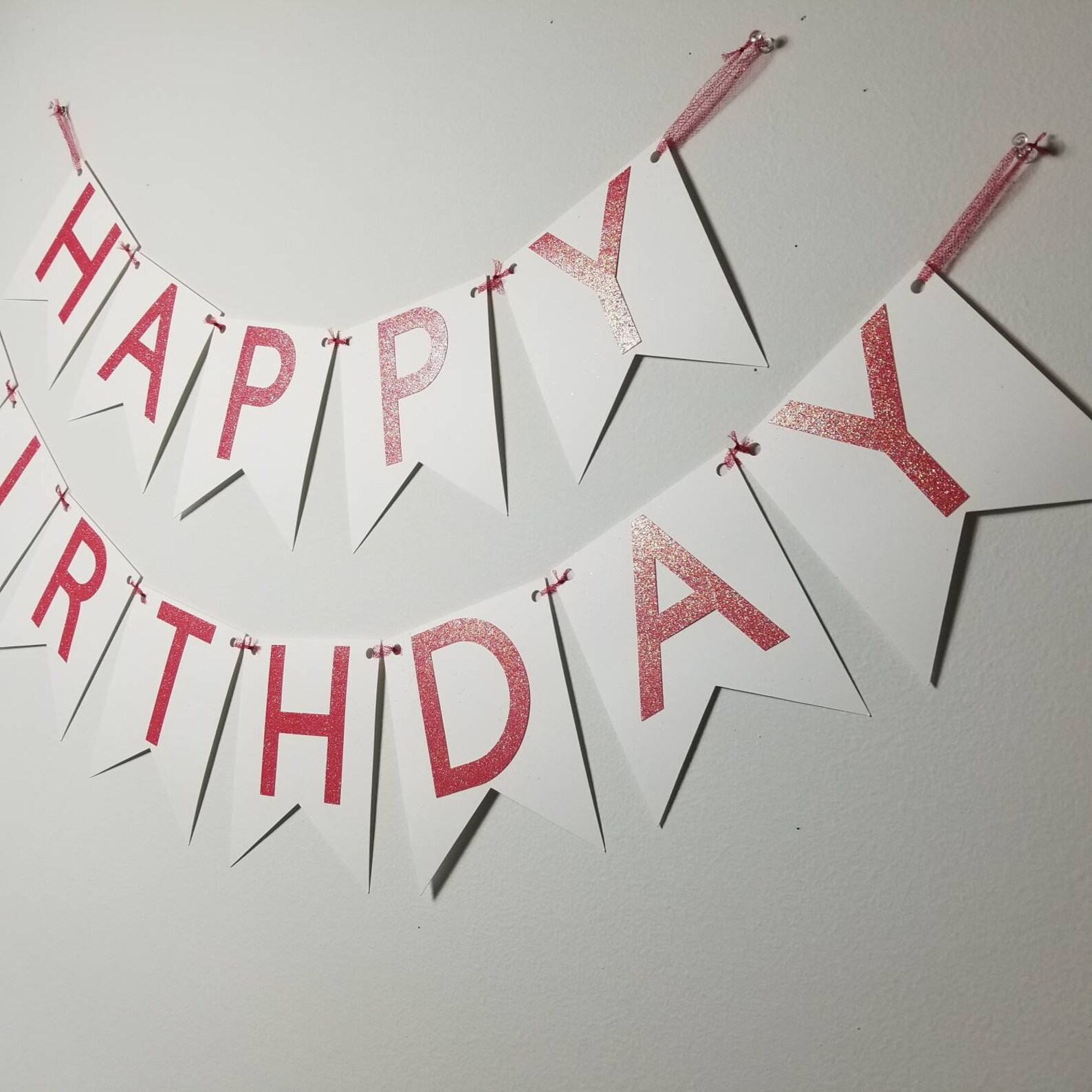 Happy Birthday Banner Red and White Banner Red Glitter Banner 4th of ...