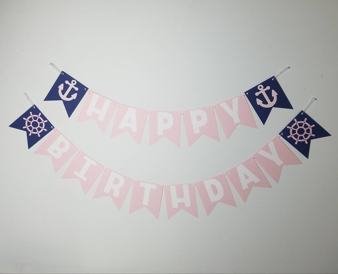 Nautical Happy Birthday Banner * Birthday Banner * Nautical Banner - Etsy